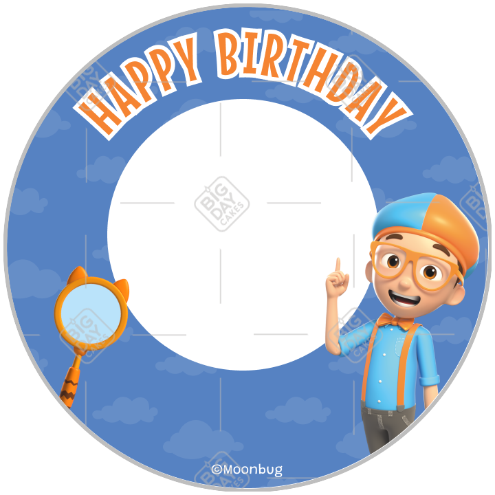 Blippi Happy Birthday cake topper frame - round